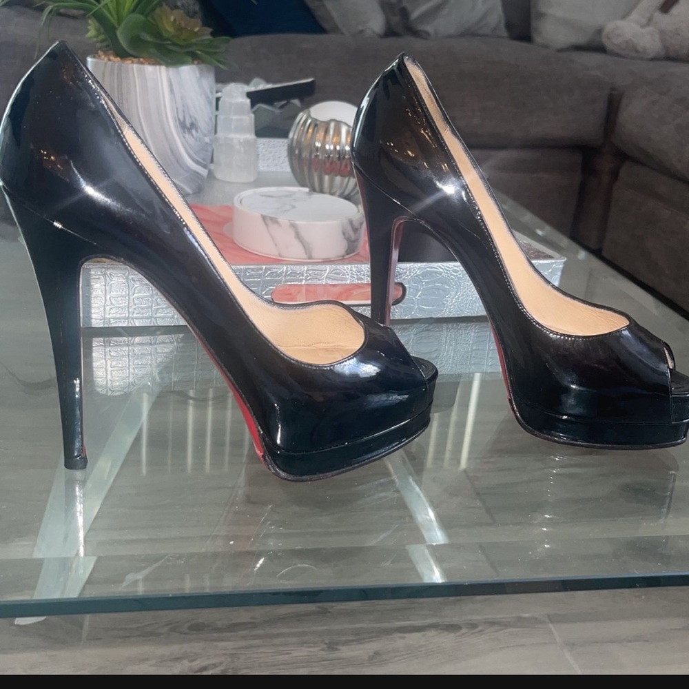 Christian Louboutin Red Bottom Black Platform Heels S… - Gem